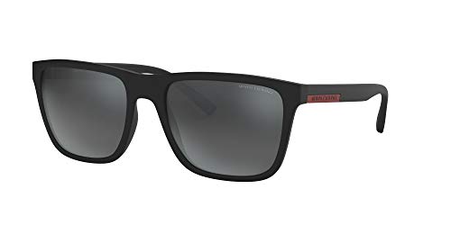 A|X ARMANI EXCHANGE Men's AX4080S Square Sunglasses, Matte Black/Light Grey Mirrored/Black, 57 mm