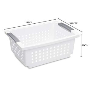 Sterilite Medium Stacking Basket Plastic, White, 10 Pack