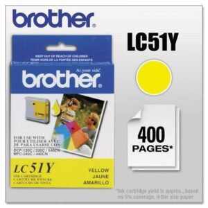 brother lc51y innobella ink, 400 page-yield, yellow