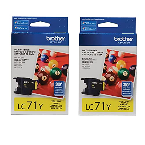 Brother 2 Pack LC71 Innobella Standard Yield Yellow Ink Cartridge, 300 Pages Yield