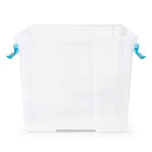 54 Quart Clear Plastic Stackable Storage Container Box Bin with Air Tight Gasket Seal Latching Lid Long Term Organizing Solution, 4 Pack