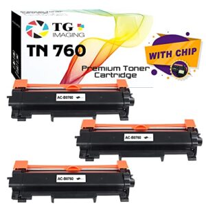 3-pack tg imaging compatible tn760 [high yield 3,000 pages] toner replacement for brother tn-760 dcp-l2550dw hl-l2350dw hl-l2395dw mfc-l2710dw mfc-l2750d toner printer(3 black)