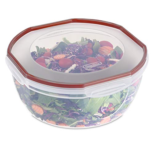 Sterilite Ultra Seal 8.1 Quart Bowl, Clear Lid & Base w/ Red Rocket Gasket, 2-Pack