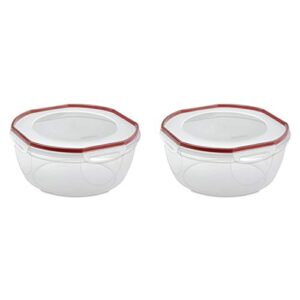 Sterilite Ultra Seal 8.1 Quart Bowl, Clear Lid & Base w/ Red Rocket Gasket, 2-Pack