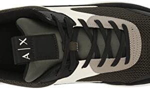 A|X ARMANI EXCHANGE Men's Thick Sole Colorblock Fashion Sneakers, Dark Green+Off White, 13