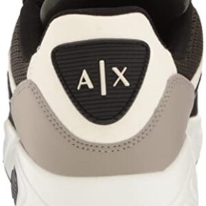 A|X ARMANI EXCHANGE Men's Thick Sole Colorblock Fashion Sneakers, Dark Green+Off White, 13