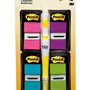 Post-it Flags Value Pack, 50/Dispenser, 4 Dispensers/Pack, 1 in Wide, Assorted Bright Colors, Includes Free Flags + Highlighter (680-PPBGVA)