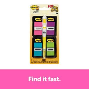 Post-it Flags Value Pack, 50/Dispenser, 4 Dispensers/Pack, 1 in Wide, Assorted Bright Colors, Includes Free Flags + Highlighter (680-PPBGVA)