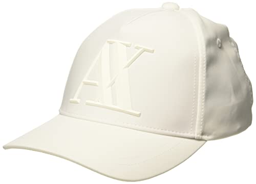 A|X ARMANI EXCHANGE mens Rubber Logo Hat Baseball Cap, White, One Size US