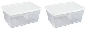 sterilite 16 quart basic clear storage box with white lid (pack of 2)