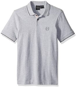 a|x armani exchange mens short sleeve jersey knit polo shirt, b09b heather gray, xx-large us