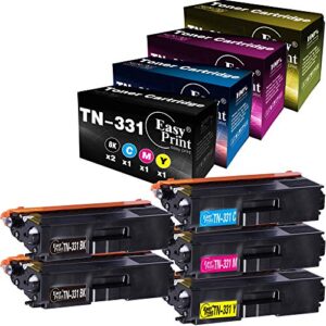 (5-pack, 2k+c+y+m) compatible tn331 toner cartridge tn-331 work for brother hl-l8250cdn 8350cdw 8350cdwt mfc-l8600cdw l8850cdw 8650cdw printer, by easyprint