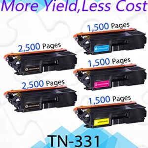 (5-Pack, 2K+C+Y+M) Compatible TN331 Toner Cartridge TN-331 Work for Brother HL-L8250CDN 8350CDW 8350CDWT MFC-L8600CDW L8850CDW 8650CDW Printer, by EasyPrint