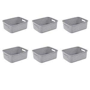 sterilite 12726a06 short weave basket, cement, 6-pack