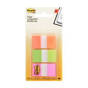 post-it flags, 60/on-the-go dispenser, 1 dispenser/pack, 1 in wide, orange, lime, pink (680-olp)