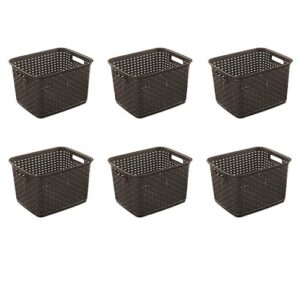 sterilite 12736p06 tall weave basket, espresso, 6-pack