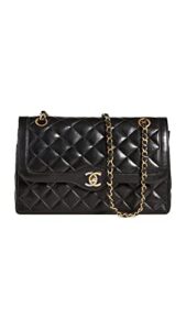 chanel women’s pre-loved black paris shoulder bag, black, one size