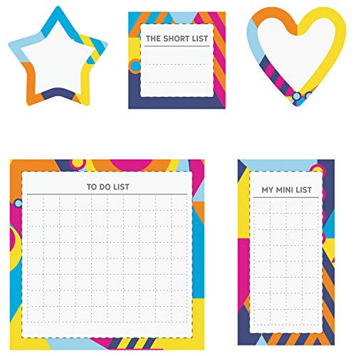 Post-it Notes Planner Sticky Notes, to Do List, Mini List, Short List and Shapes, 5 Pads, 30 Sheets/Pad, Optimistic Brights