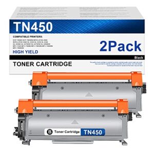 msotfun compatible high yield toner cartridge replacement for brother tn450 tn-450 tn420 to use for dcp-7060d hl-2230 hl-2240 hl-2240d mfc-7365dn mfc-7460dn printer (black, 2 pack)