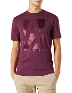 a|x armani exchange men’s silky large logo t-shirt, grape wine, s