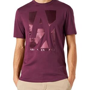 A|X ARMANI EXCHANGE Men's Silky Large Logo T-Shirt, Grape Wine, S