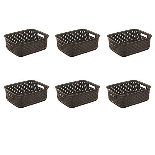 Sterilite 12726P06 Short Weave Basket, Espresso, 6-Pack