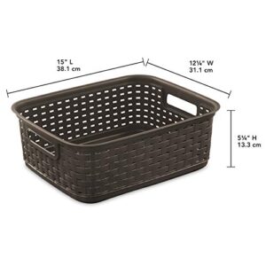 Sterilite 12726P06 Short Weave Basket, Espresso, 6-Pack