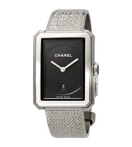 chanel boyfriend black guilloche dial ladies watch h4878