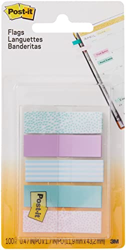 Post-it Pattern Flags, 100/On-the-Go Dispenser, .47 in, Gradient Pattern Collection (684-GRDNT)