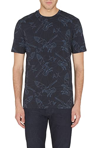 A|X ARMANI EXCHANGE Men's Cotton Jersey Short Sleeve Regular Fit T-Shirt, Navy Allover Eagle, X-Large