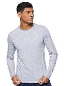 a|x armani exchange men’s basic long sleeve jersey crew neck tee, heather grey, large