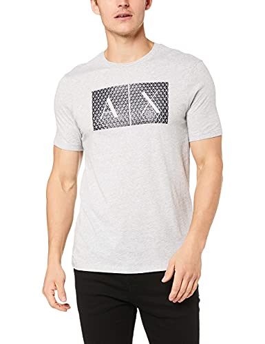 A|X ARMANI EXCHANGE mens Crew Neck Geometric Logo T-shirt T Shirt, B09b Htr Grey, X-Small US