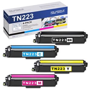 tn223 tn-223 toner cartridge set 1bk/1c/1m/1y – 4 pack tn 223 toner cartridge compatible replacement for brother tn223 hl-3210cw 3230cdw 3270cdw 3230cdn 3290cdw mfc-l3710cw printer, tn2234pk