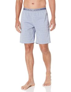 emporio armani men’s yarn dyed woven pyjama bermuda, light blue/blue rombhus, small