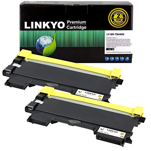 LINKYO Compatible Toner Cartridge Replacement for Brother TN450 TN-450 TN420 (Black, High Yield, 2-Pack)