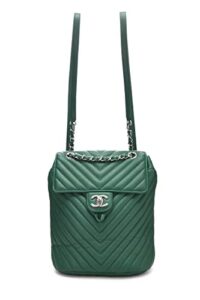 chanel, pre-loved green chevron lambskin urban spirit backpack small, green