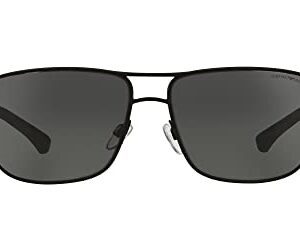 Emporio Armani Men's EA2033 Rectangular Sunglasses, Rubber Black/Grey, 64 mm