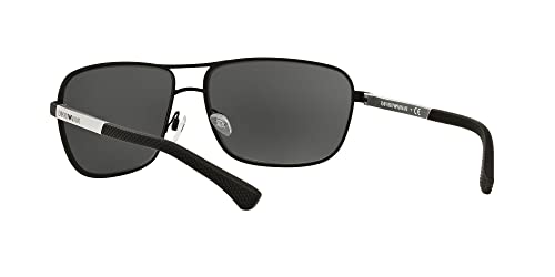 Emporio Armani Men's EA2033 Rectangular Sunglasses, Rubber Black/Grey, 64 mm