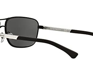 Emporio Armani Men's EA2033 Rectangular Sunglasses, Rubber Black/Grey, 64 mm