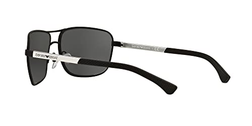 Emporio Armani Men's EA2033 Rectangular Sunglasses, Rubber Black/Grey, 64 mm