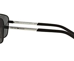 Emporio Armani Men's EA2033 Rectangular Sunglasses, Rubber Black/Grey, 64 mm