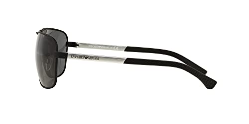 Emporio Armani Men's EA2033 Rectangular Sunglasses, Rubber Black/Grey, 64 mm