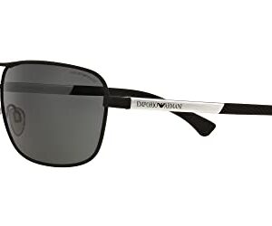 Emporio Armani Men's EA2033 Rectangular Sunglasses, Rubber Black/Grey, 64 mm