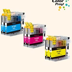 ColorPrint Compatible LC105 Ink Cartridge Replacement for Brother LC105 LC105C LC105M LC105Y LC107 Used for MFC-4610DW MFC-J4710DW MFC-J4310DW MFC-J4410DW MFC-J4510DW Printer (6-Pack, 2C, 2M, 2Y)