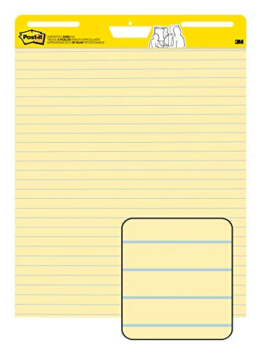 Post-it Super Sticky Easel Pad, 25 x 30 Inches, 30 Sheets/Pad, 1 Pad (561SS), Yellow Lined Premium Self Stick Flip Chart Paper, Super Sticking Power