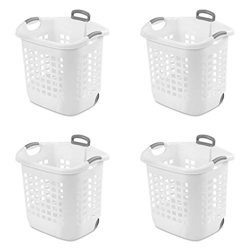 Sterilite 12248004 Laundry Basket, 62 L, White, Pack of 4