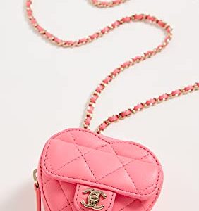 CHANEL Women's Pre-Loved In Love Heart Coin Purse with Chain Strap, Pink, One Size