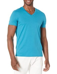 a|x armani exchange men’s solid colored basic pima v-neck t-shirt, mosaic blue, x-large