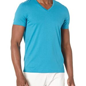 A|X ARMANI EXCHANGE Men's Solid Colored Basic Pima V-Neck T-Shirt, Mosaic Blue, X-Large