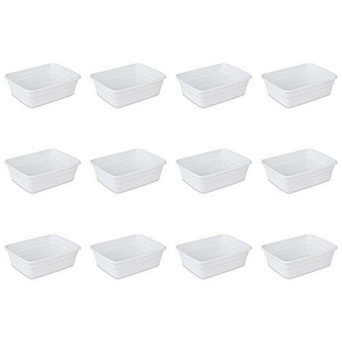 Sterilite 8 Quart Dishpan, White, 12-Pack,Classic White